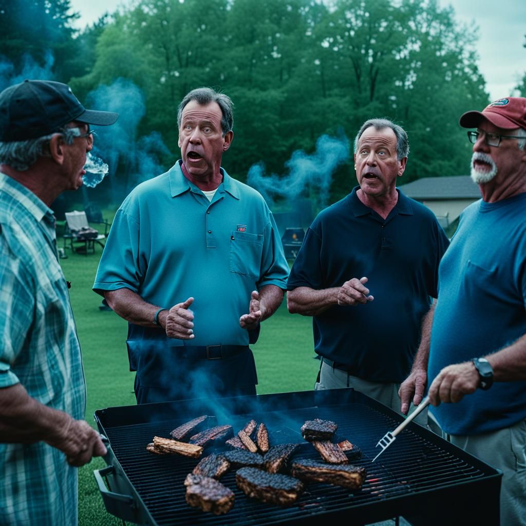Boomer Dads Backyard BBQ - AI Generated Artwork - NightCafe Creator