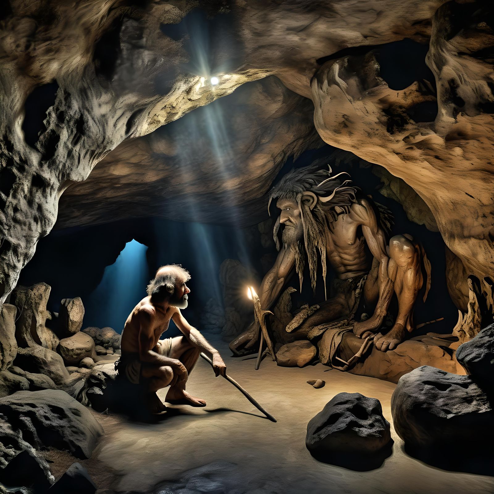 Respect the elder prehistoric caveman - AI Generated Artwork ...