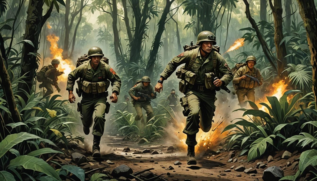 ( bombs exploding:1.5) / (Usa American soldier Running Through The ...