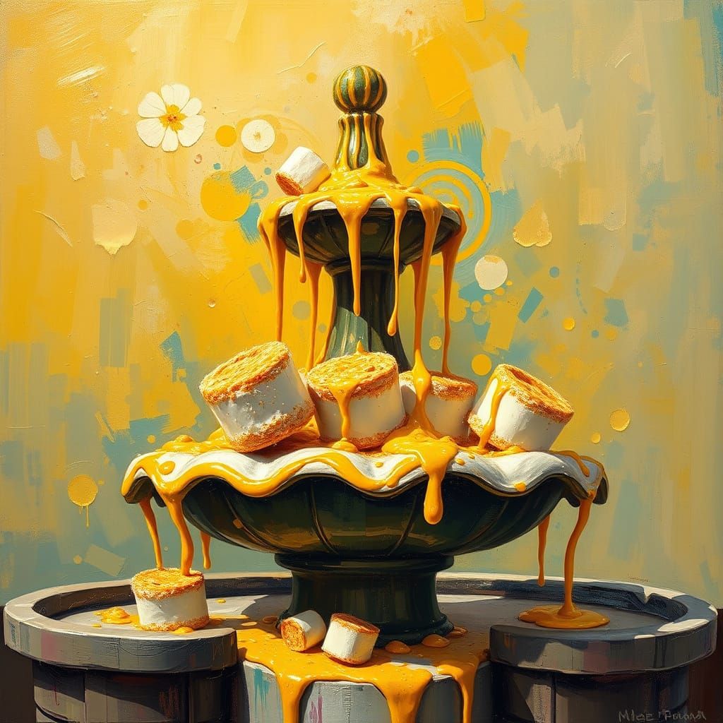 toasted marshmallow fountain - Golden Whimsy: Neo-Impression...
