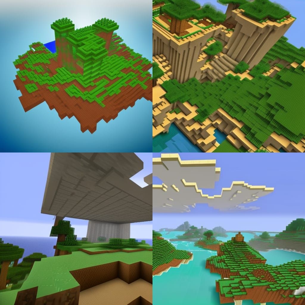 Minecraft concept art of floating flying islands as different biomes ...