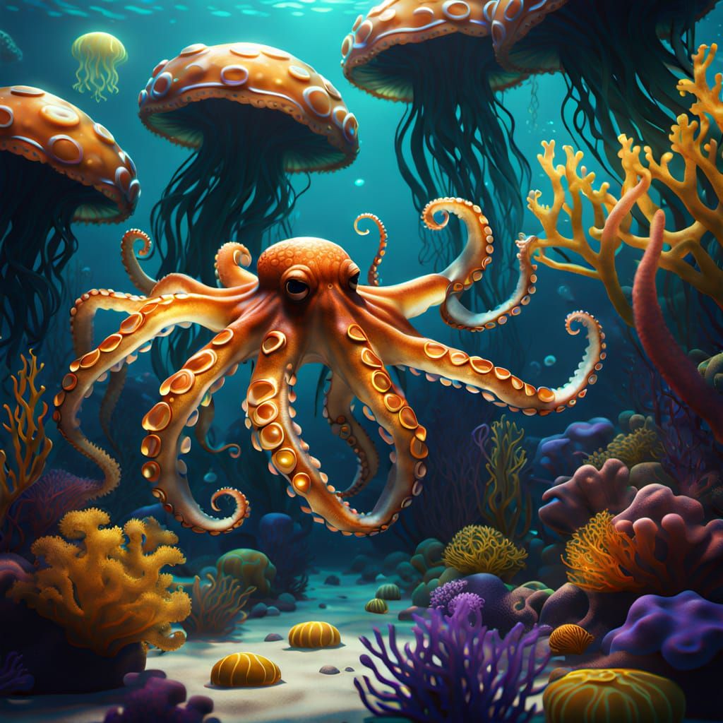 Underwater Fantasy with Mr. Squishy Toes in Vibran... - AI Art
