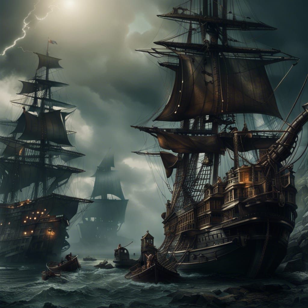 Pirates battle - AI Generated Artwork - NightCafe Creator