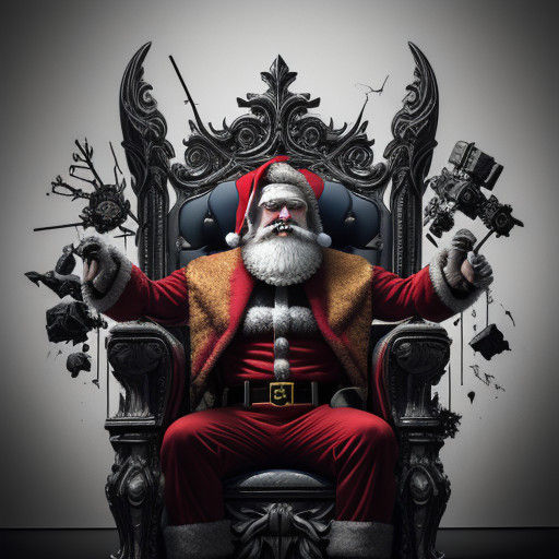 Bad and Creepy Mall Santa who Sits Upon His Throne of Lies