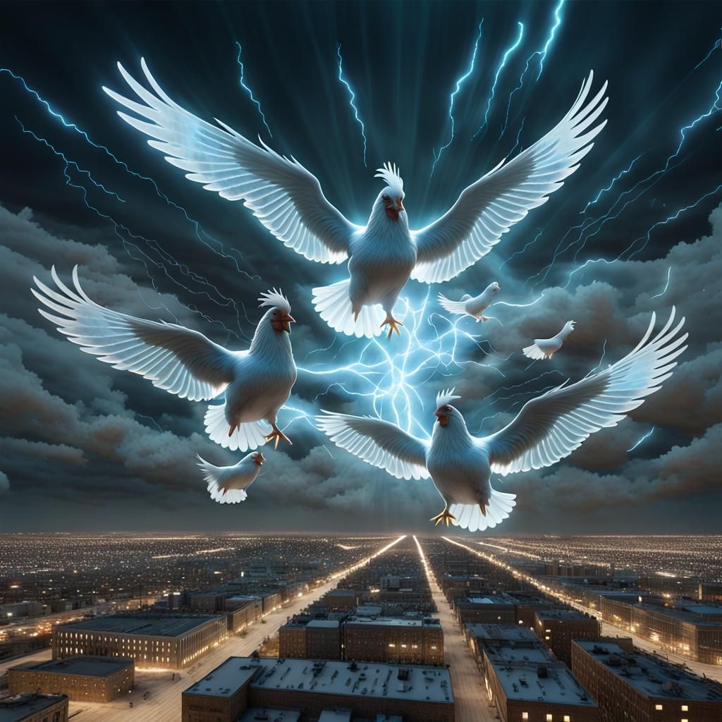 Ghost Chickens in the Sky v0.9 - AI Generated Artwork - NightCafe Creator