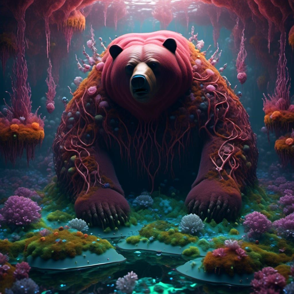 Slime Obese anemone Bear surrounded by Agate moss nanobyte kelp ...