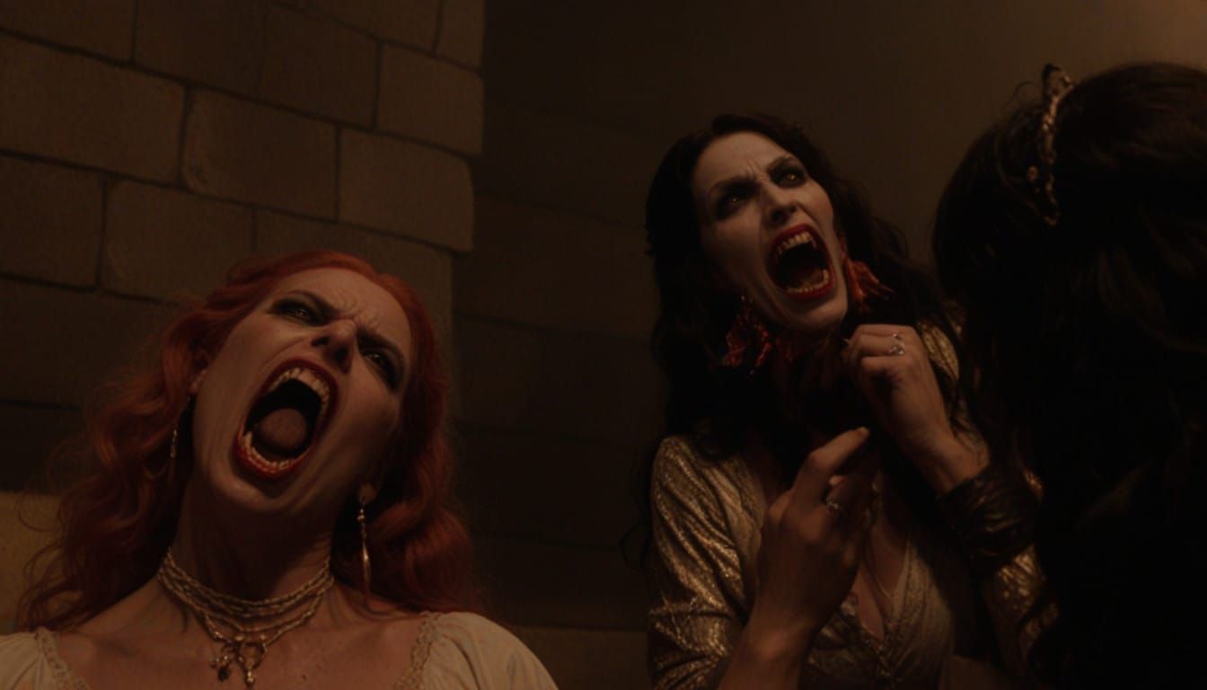 Surreal Vampire Goddesses Terrorize Innocent Woman - AI Art