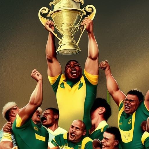The Springboks win the rugby World cup 1995 and hold the big gold ...