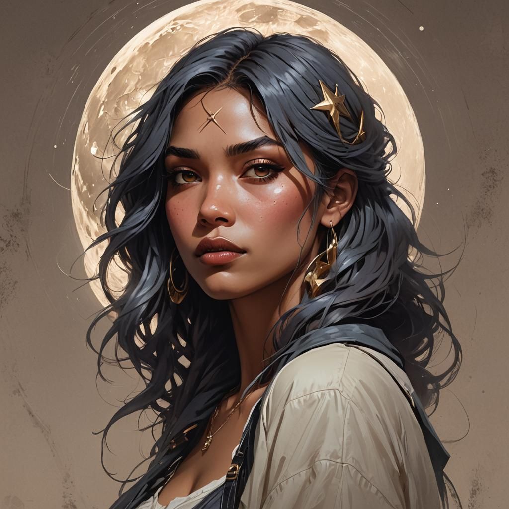 idk moon star girl person - AI Generated Artwork - NightCafe Creator