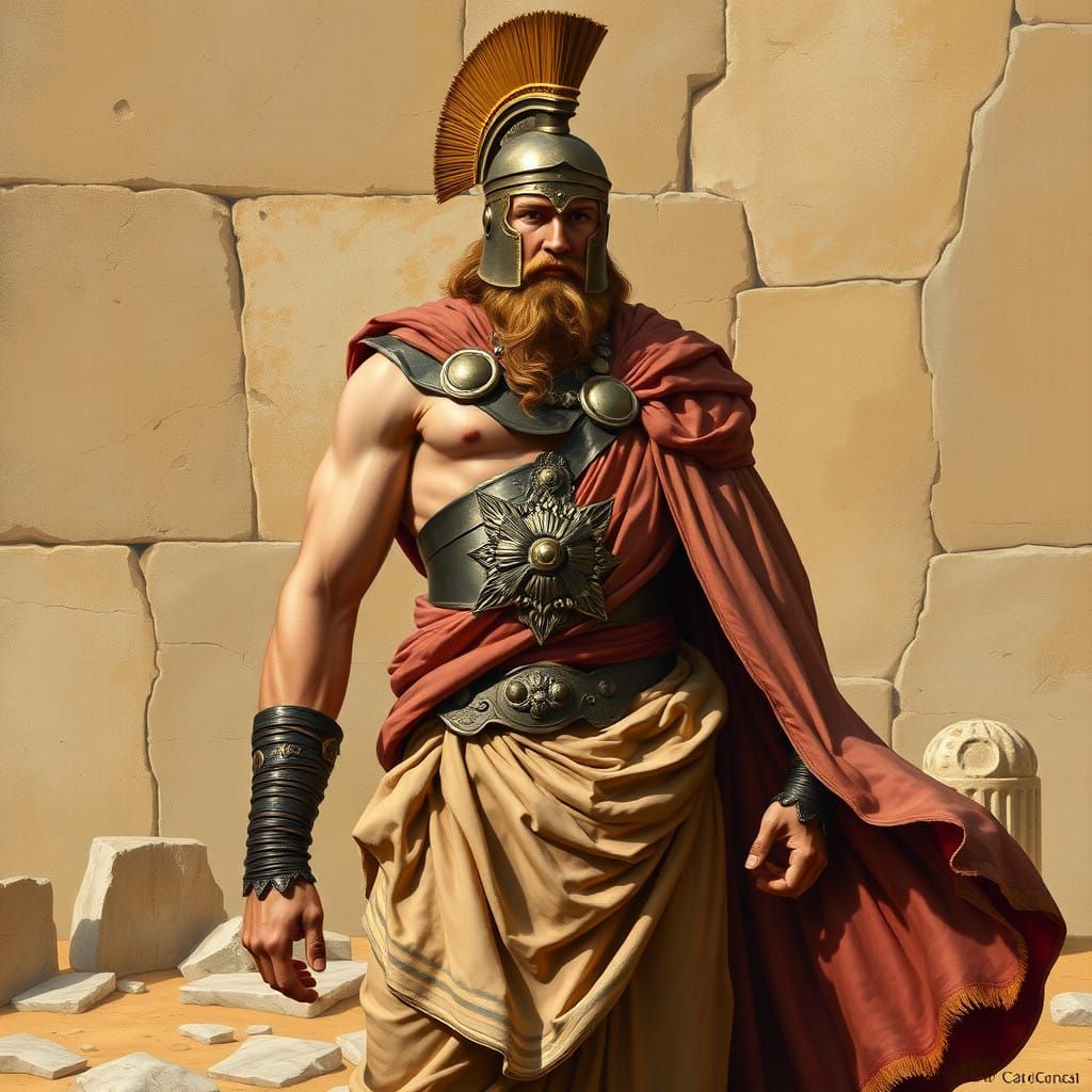 Classical Greek God of War Enyalius in Regal Contr... - AI Art