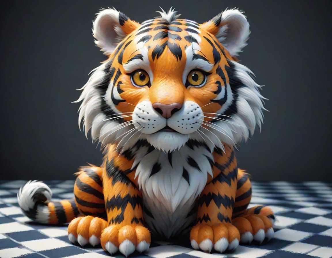 Gingham Tiger in Eldritch Tim Burton Style - AI Art