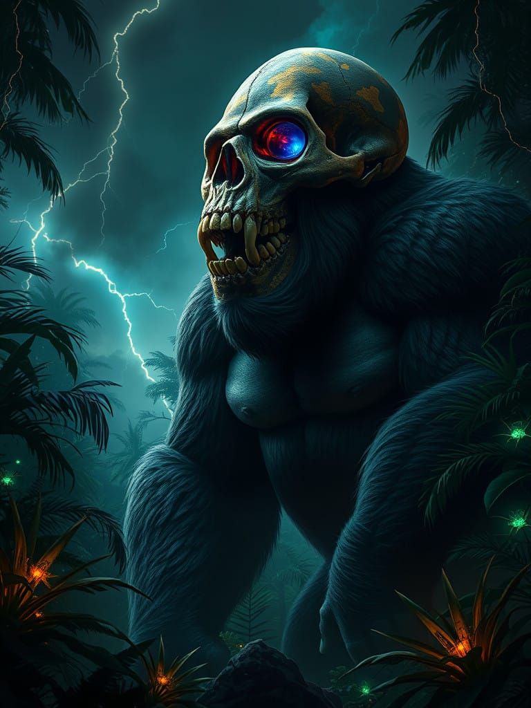 The Primal God of the Jungle - Gigantic Gorilla God in Dark ...
