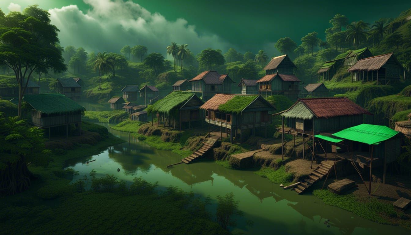 beautiful village of bangladesh - AI Generated Artwork - NightCafe Creator