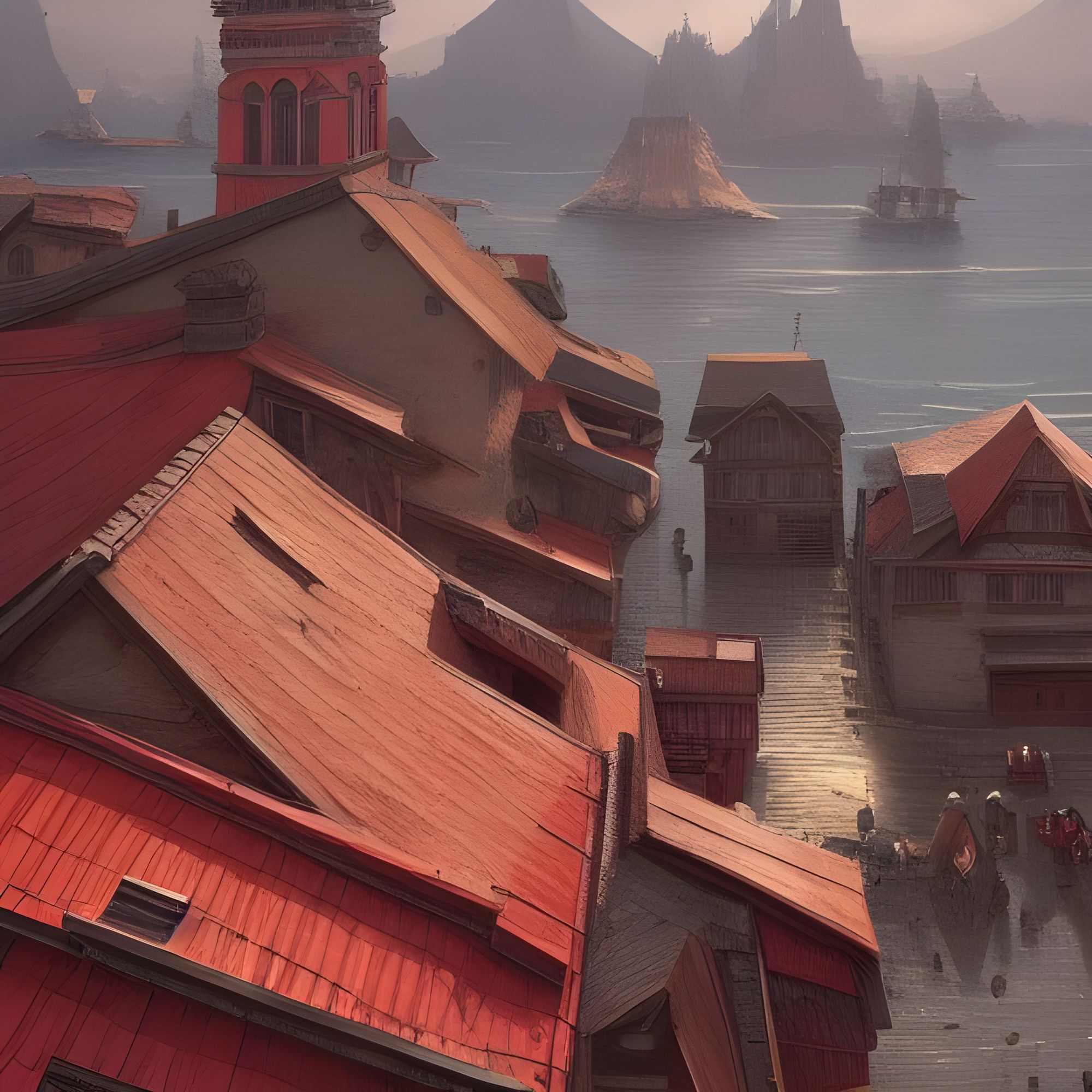 Houses with Red Roofs : r/nightcafe