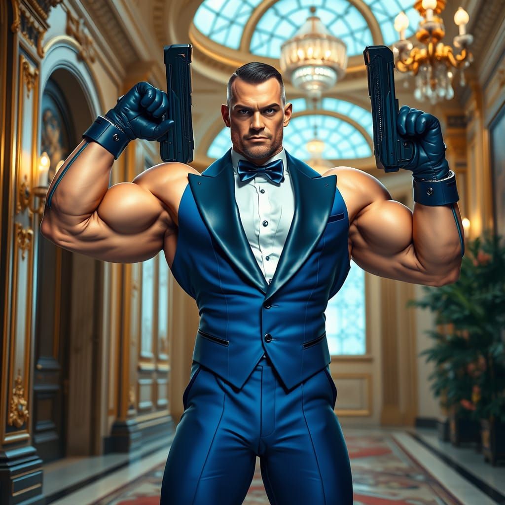 Cyborg Agent in Ornate Foyer - AI Art