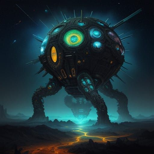 Cosmic Beast Rises in Futuristic Biomechanical Spl... - AI Art