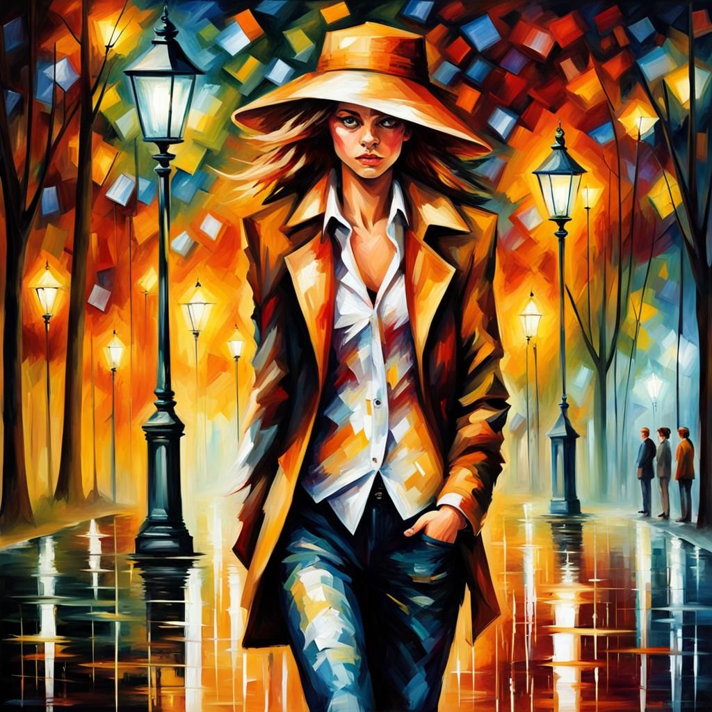 Leonid Afremov-style with a twist subversive lowbrow stygian dystopian ...