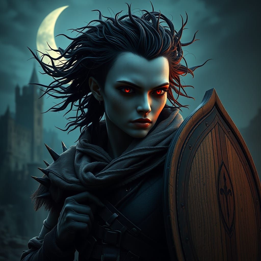 Mysterious Vampire Woman in Ancient Castle - AI Art