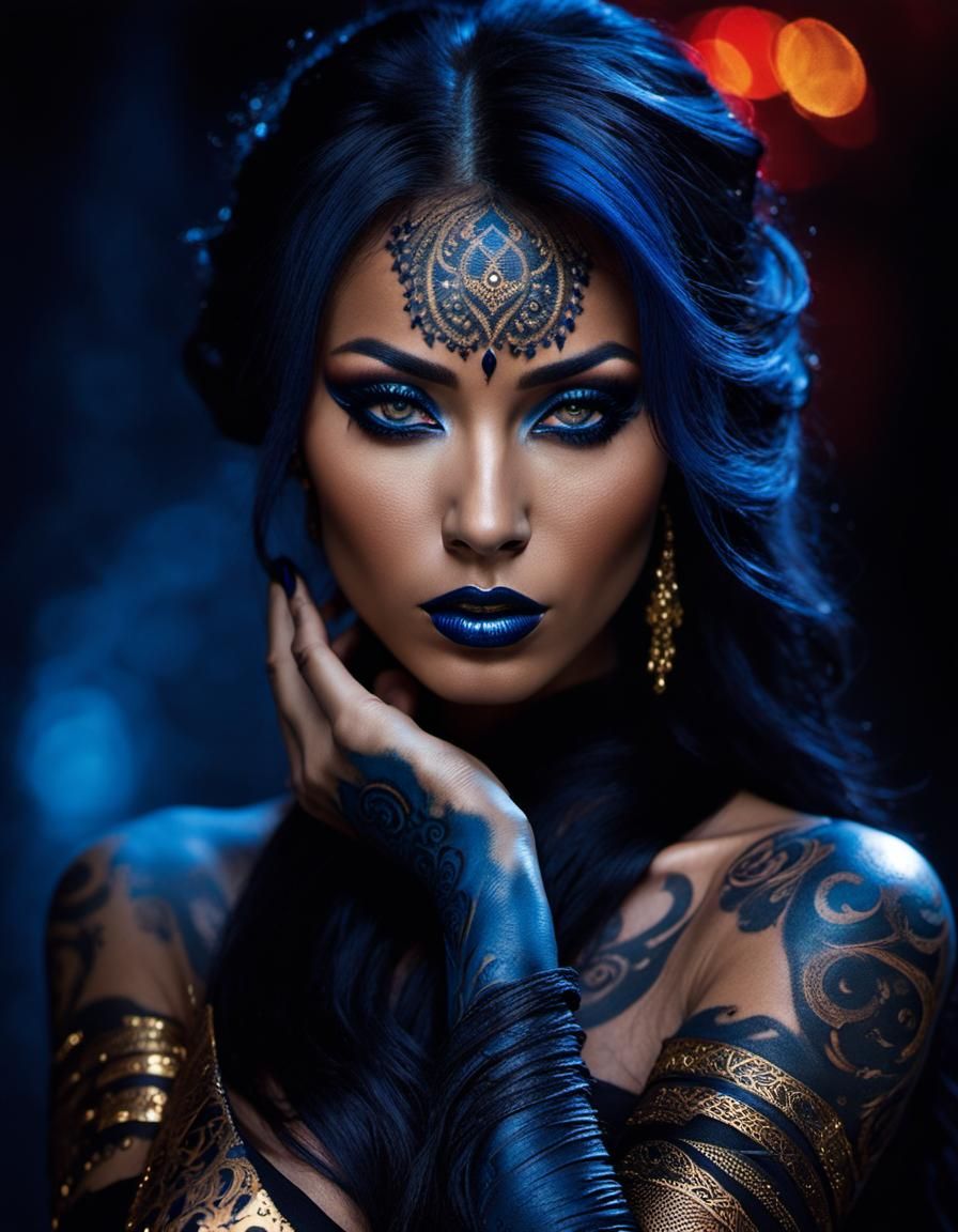 The Indigo Goddess - AI Generated Artwork - NightCafe Creator