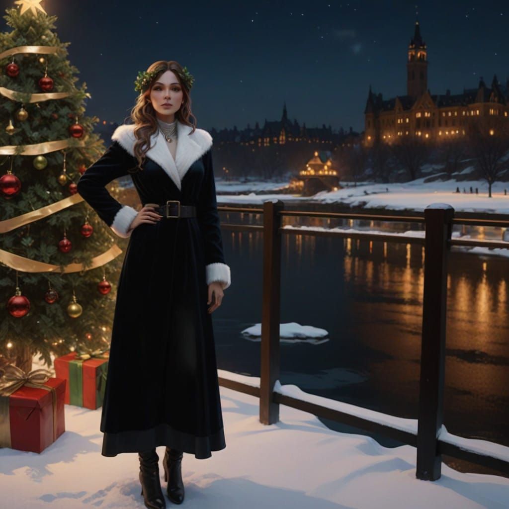 Ethereal Christmas Portrait in Vibrant Triadic Col... - AI Art