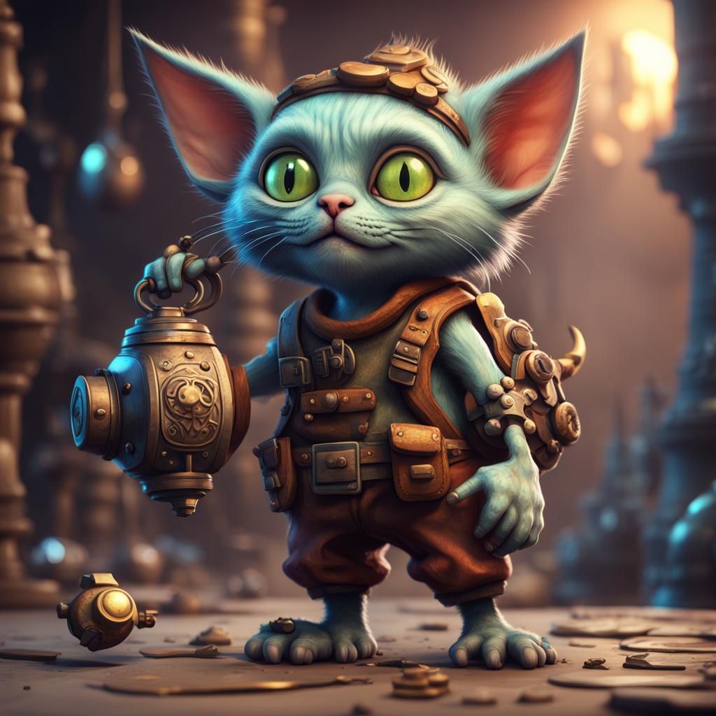 Goblin cat headed to work - AI Generated Artwork - NightCafe Creator