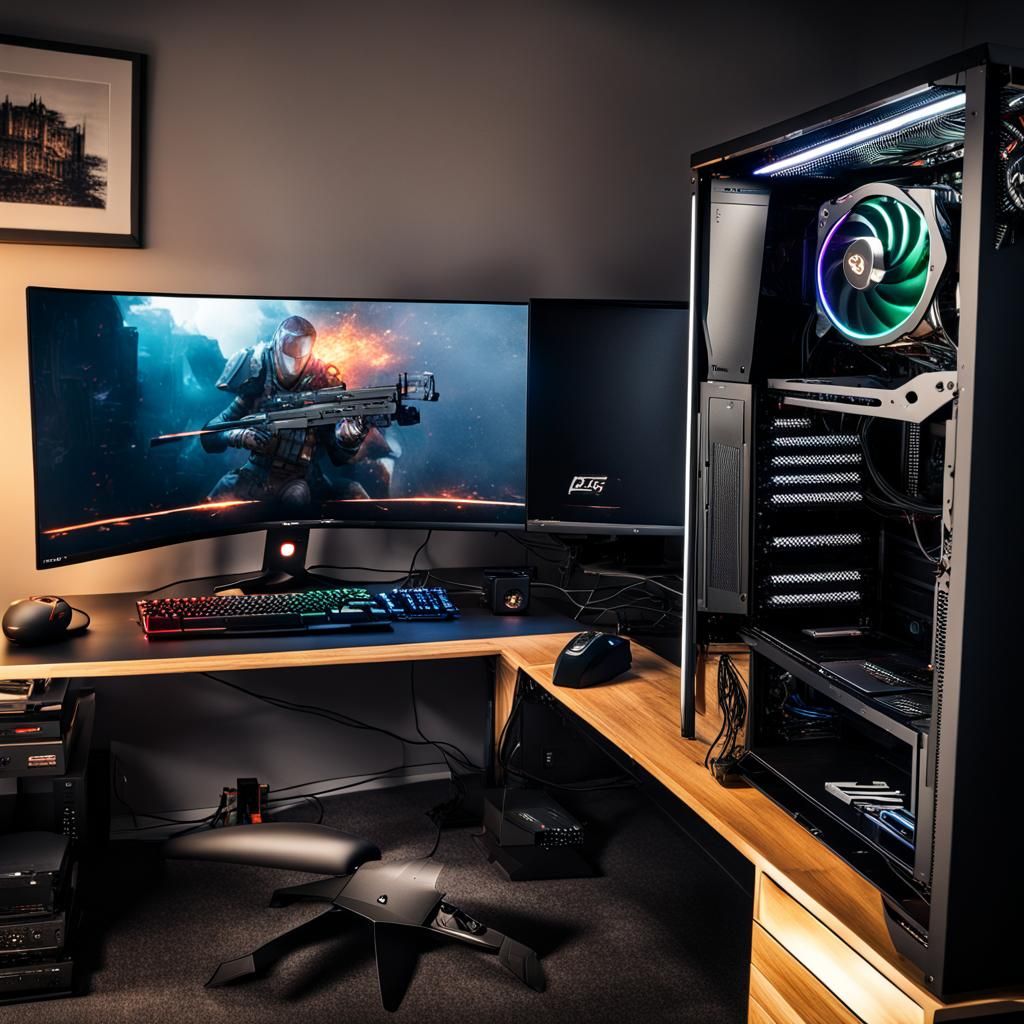 Gaming PC set up - AI Generated Artwork - NightCafe Creator