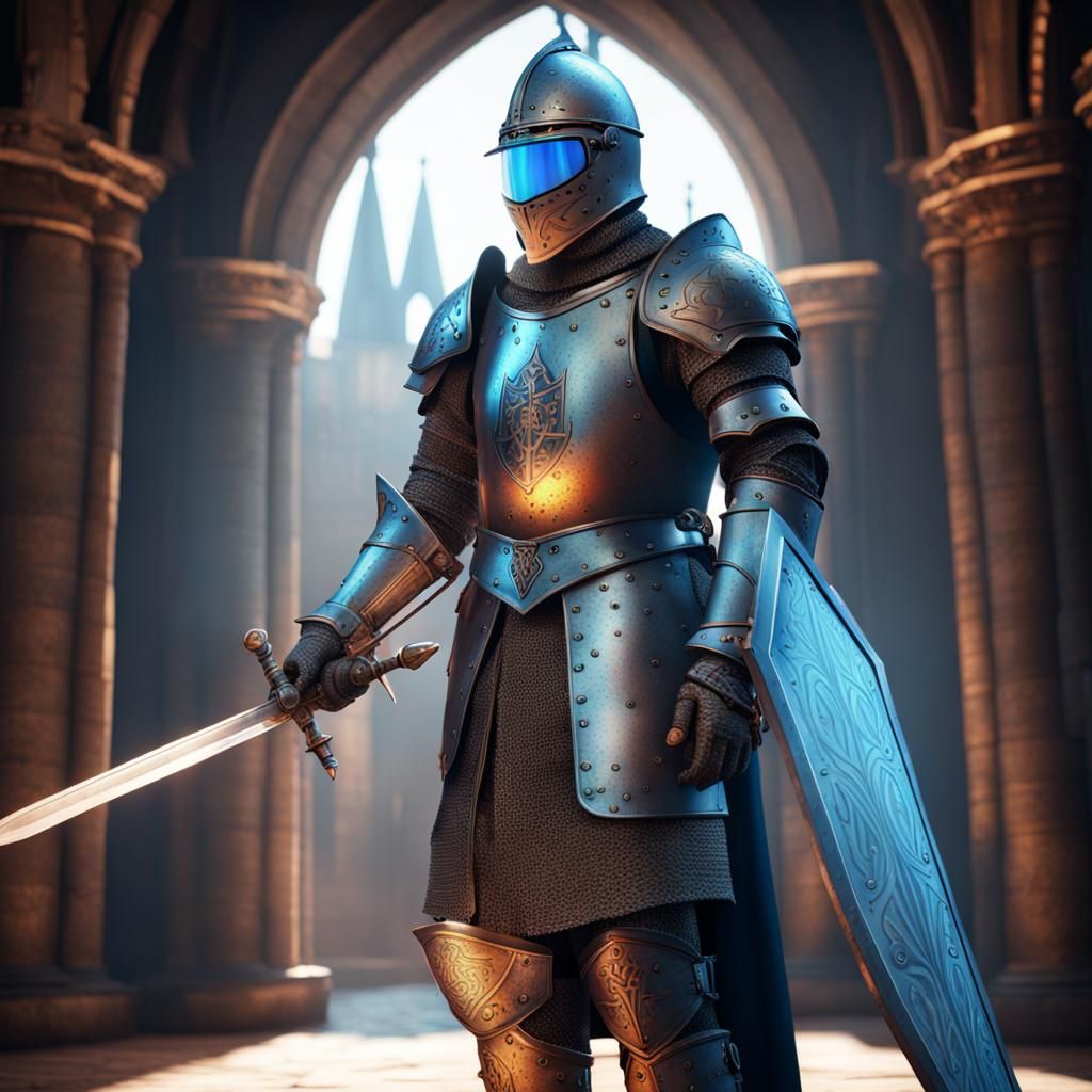 A holographic projection of a medieval knight - AI Generated Artwork ...