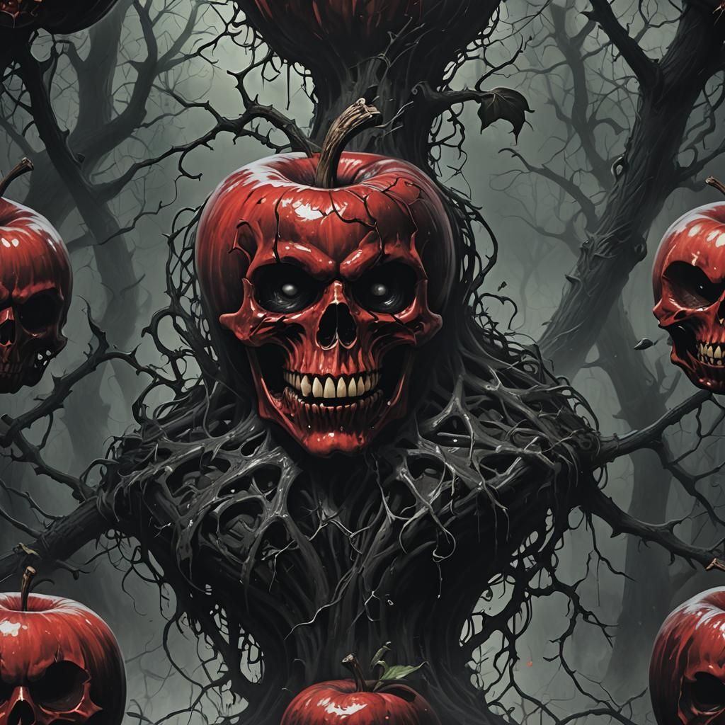 dark creepy poison apple - AI Generated Artwork - NightCafe Creator