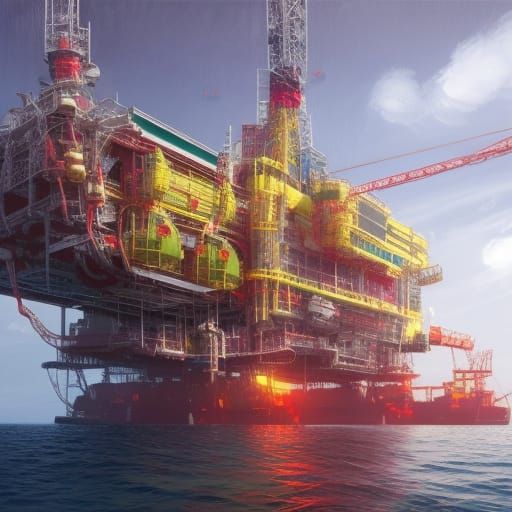 An oil rig at sea - AI Generated Artwork - NightCafe Creator