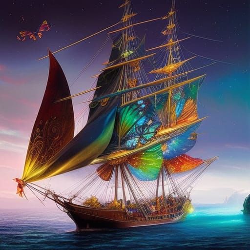 Butterfly Sailing Ship - AI Generated Artwork - NightCafe Creator