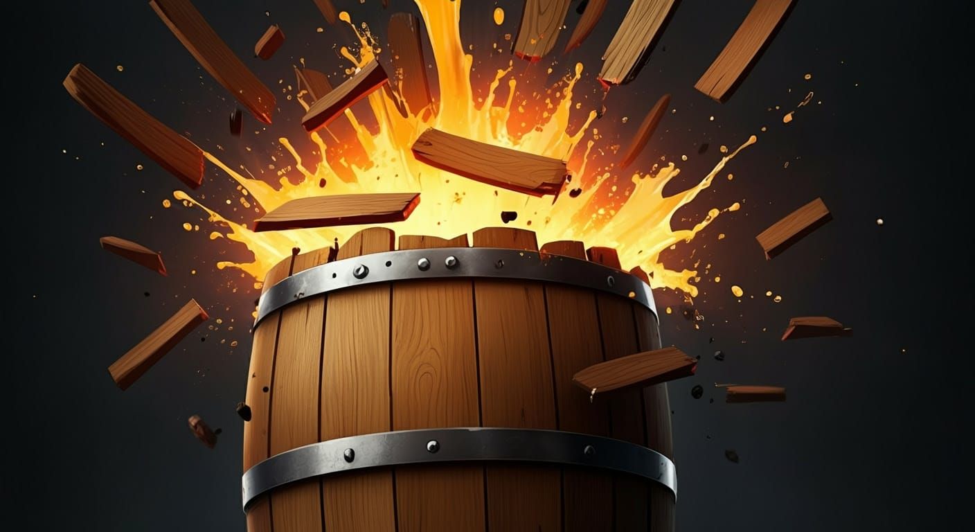 Dramatic Explosion of a Wooden Barrel in Realistic... - AI Art