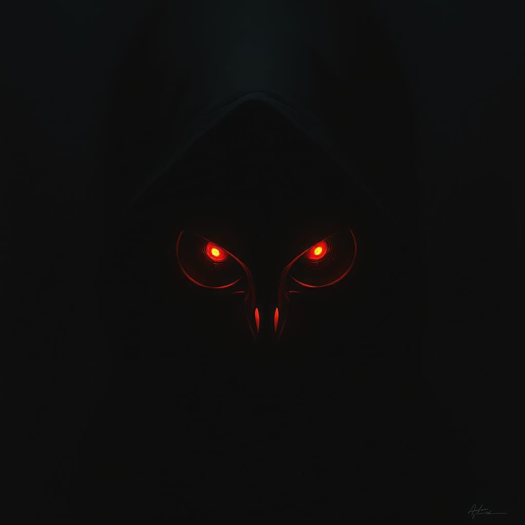 red eyes - Figure in Darkness with Piercing Red Eyes