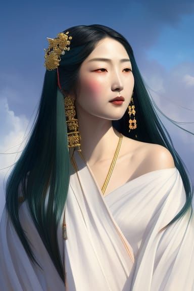 Toyotama-Hime, Japanese sea goddess - AI Generated Artwork - NightCafe Creator