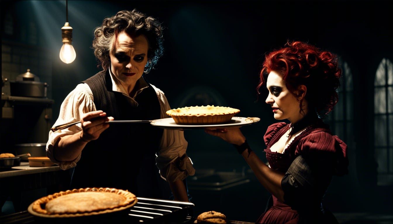 Sweeney Todd and Mrs. Lovett making the best pies in London... - AI ...