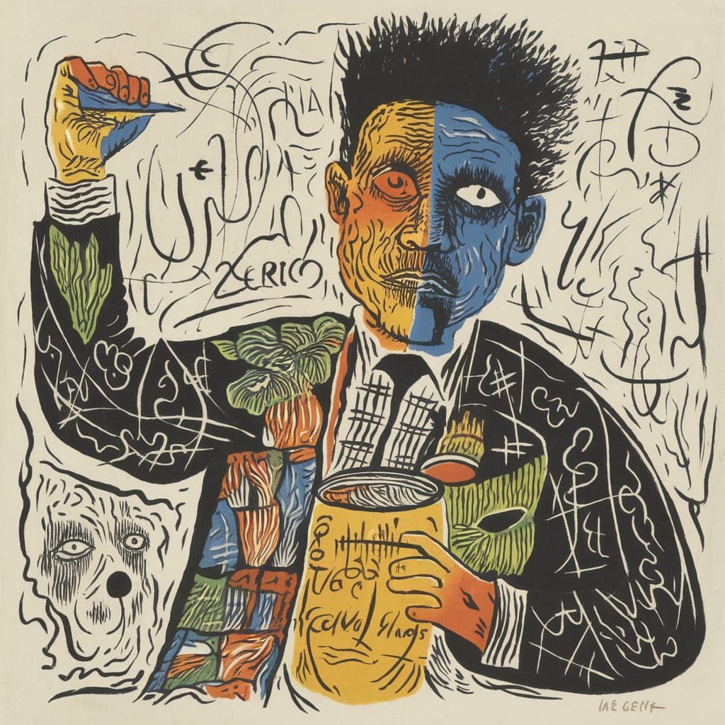 Abstract Cubist Ink Blot Test in Vibrant Colors - AI Art