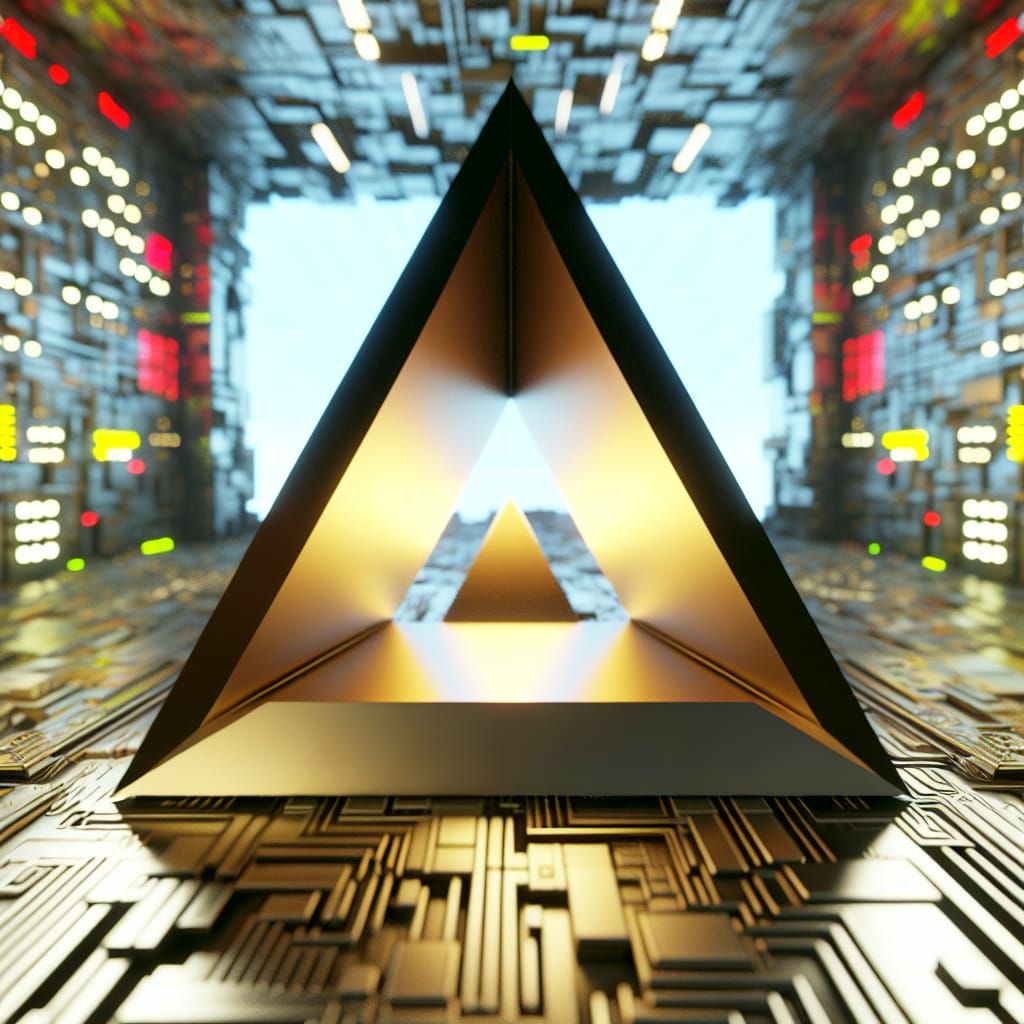 An equilateral triangular pyramid with a triangular base, located in a ...