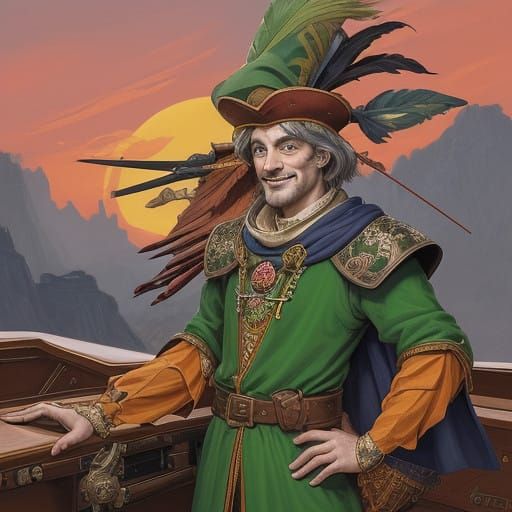 Medieval Jester Stands Proud Beside a Stealth Jet ... - AI Art