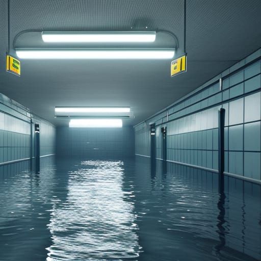 Flooded subway liminal space - AI Generated Artwork - NightCafe Creator