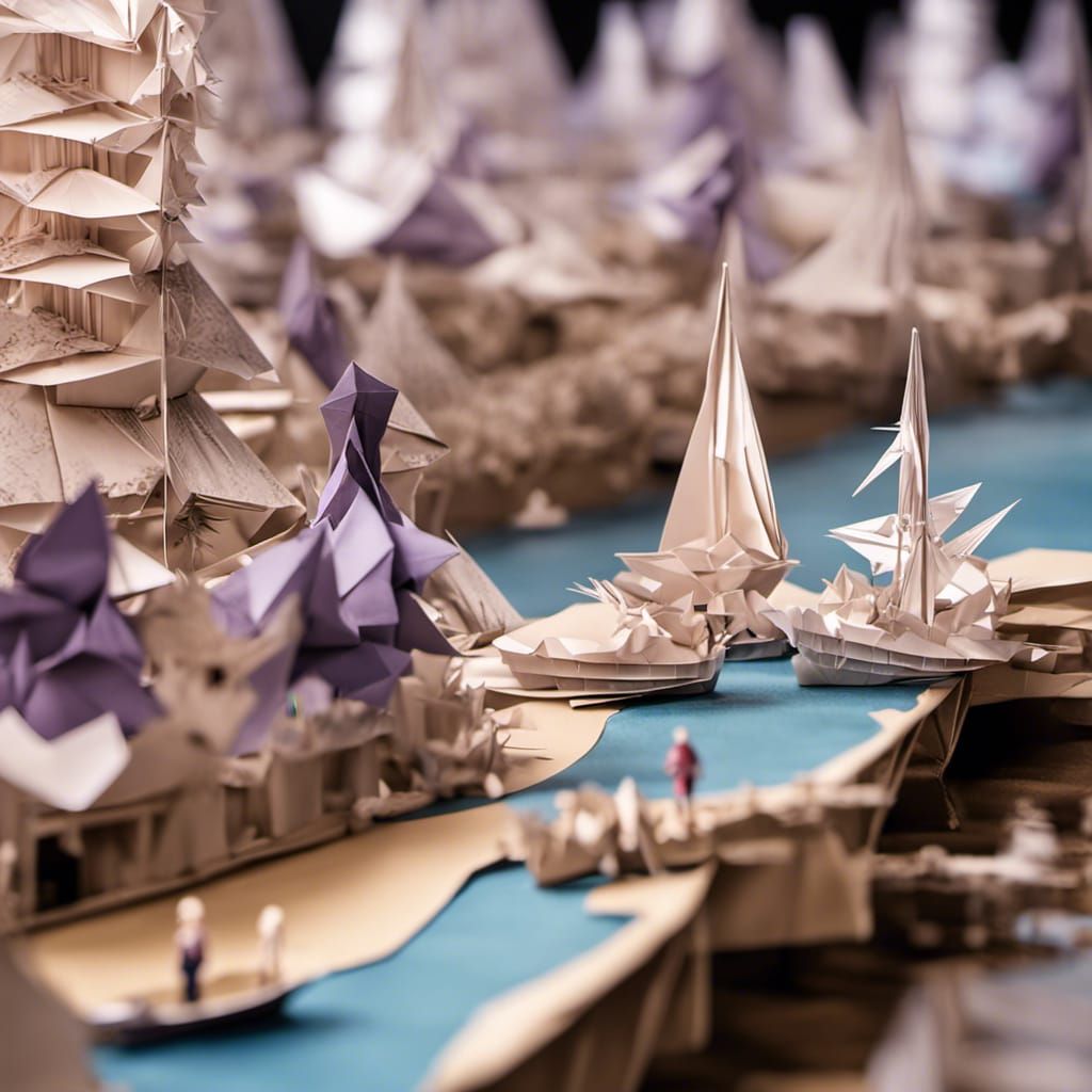 Origami Port Harbor - AI Generated Artwork - NightCafe Creator