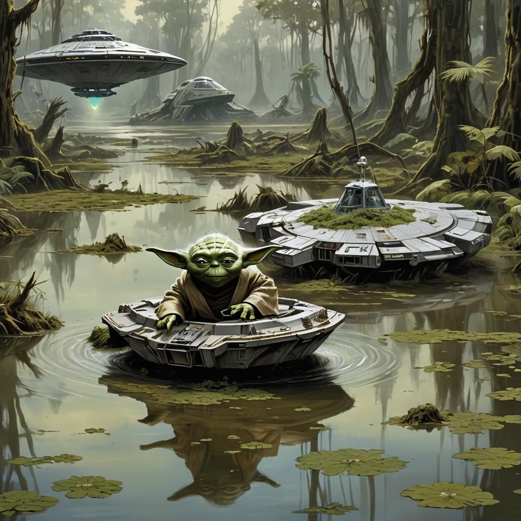 Master Yoda in swamp - AI Generated Artwork - NightCafe Creator