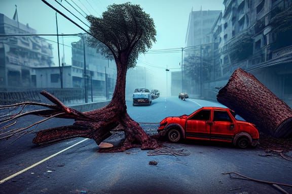 A Detailed hyper-realistic dark colored Post-Apocalyptic Mumbai ...