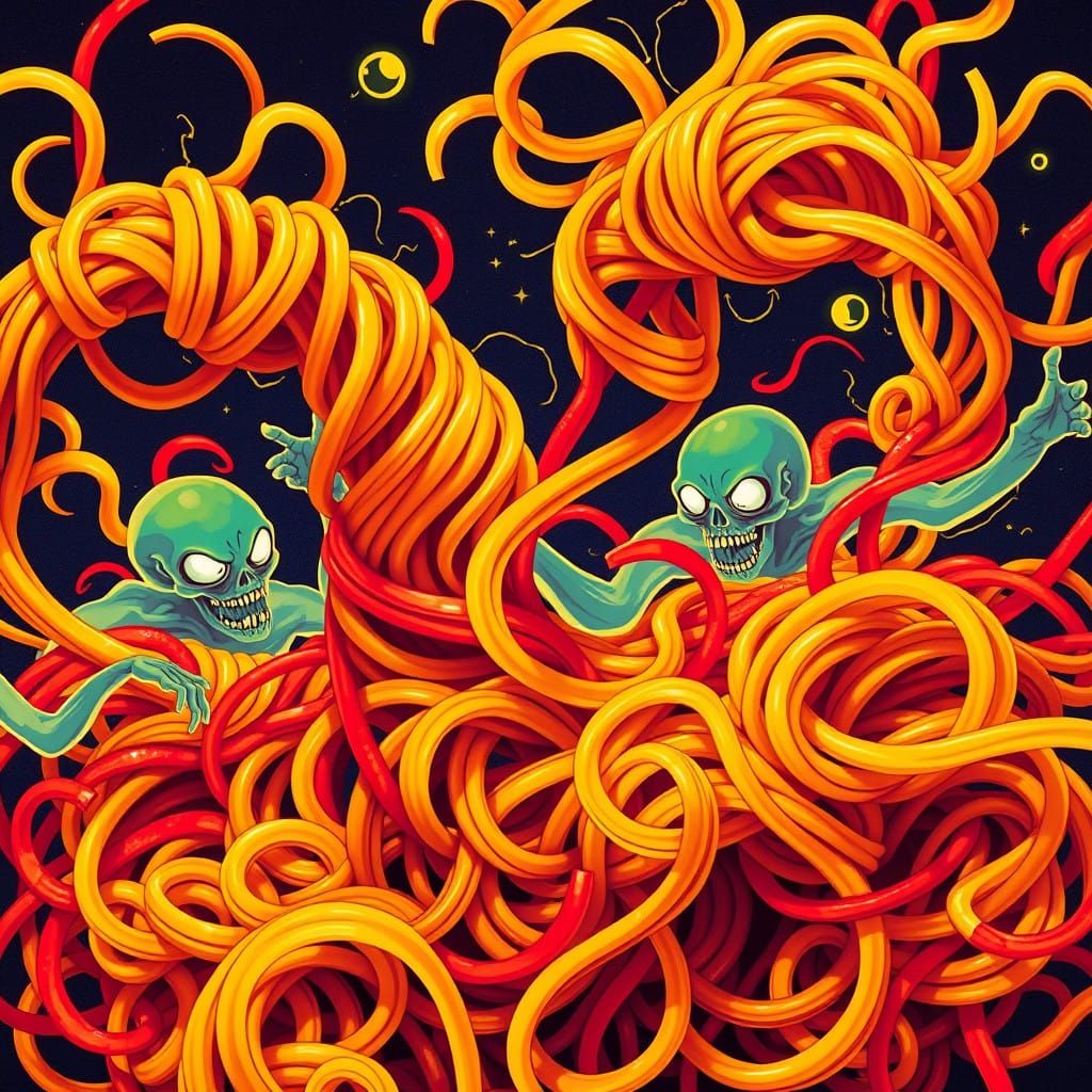 Vibrant Spanish Pasta Dance Unleashes Chaos - AI Art