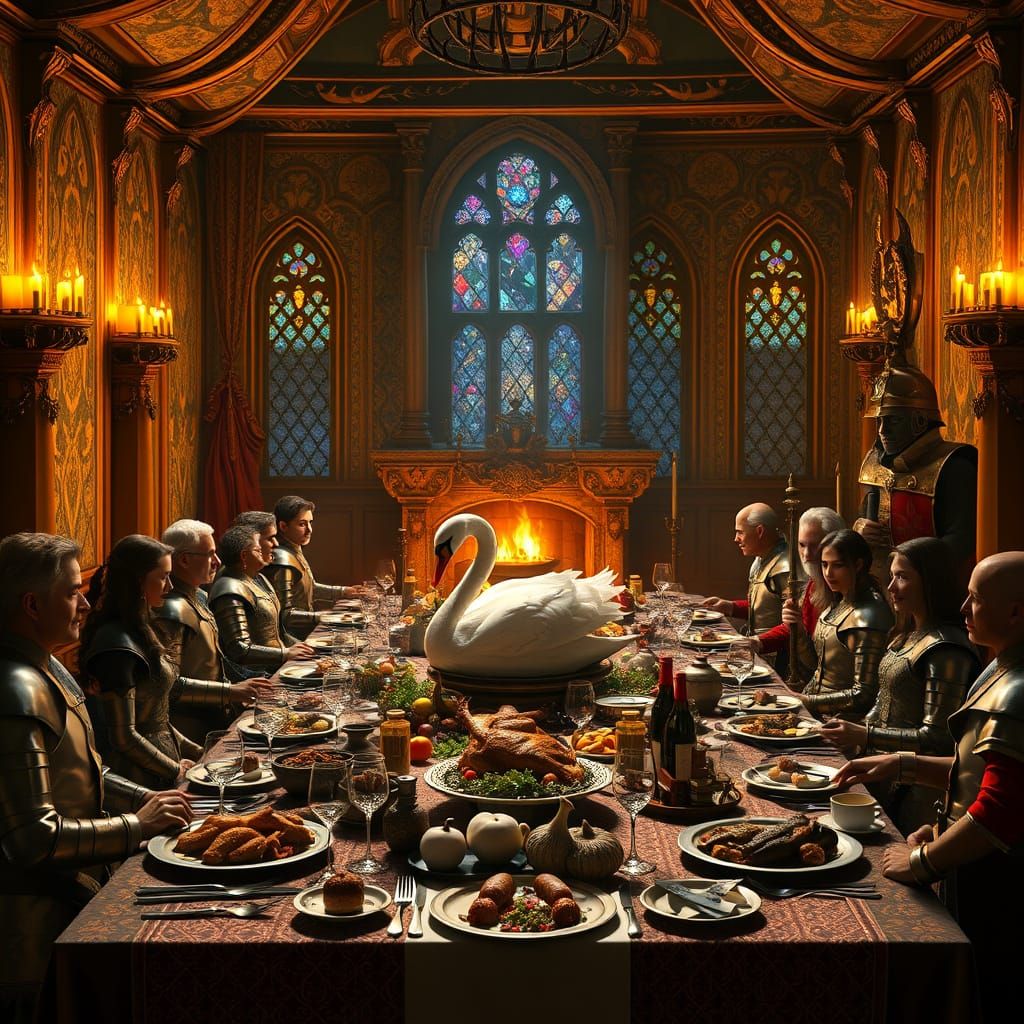 Noble Family Prepares for Luxurious Medieval Feast... - AI Art