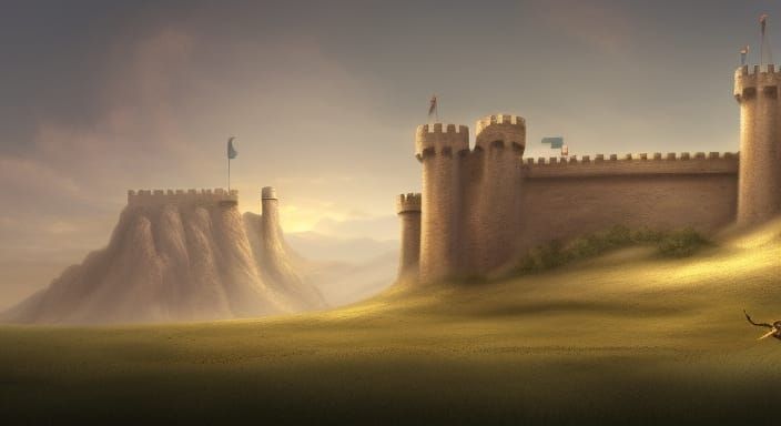 a large medieval fortress built on a lone isolated hill located in a ...