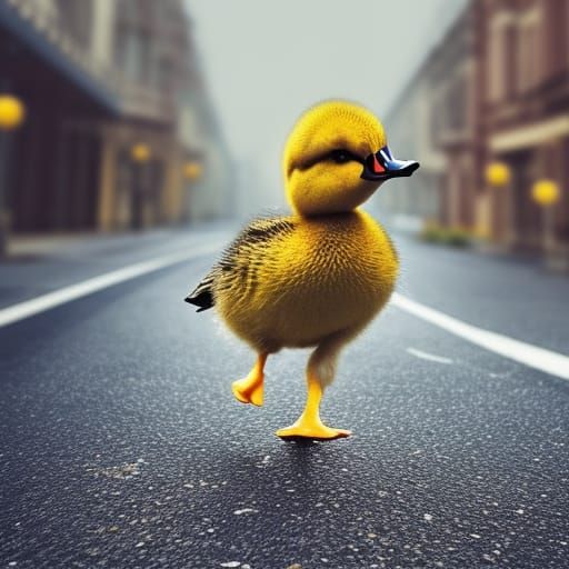 Happy duckling playing in road Epic cinematic brilliant stunning ...