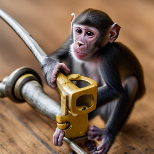 A monkey using a monkey-wrench - AI Generated Artwork - NightCafe Creator