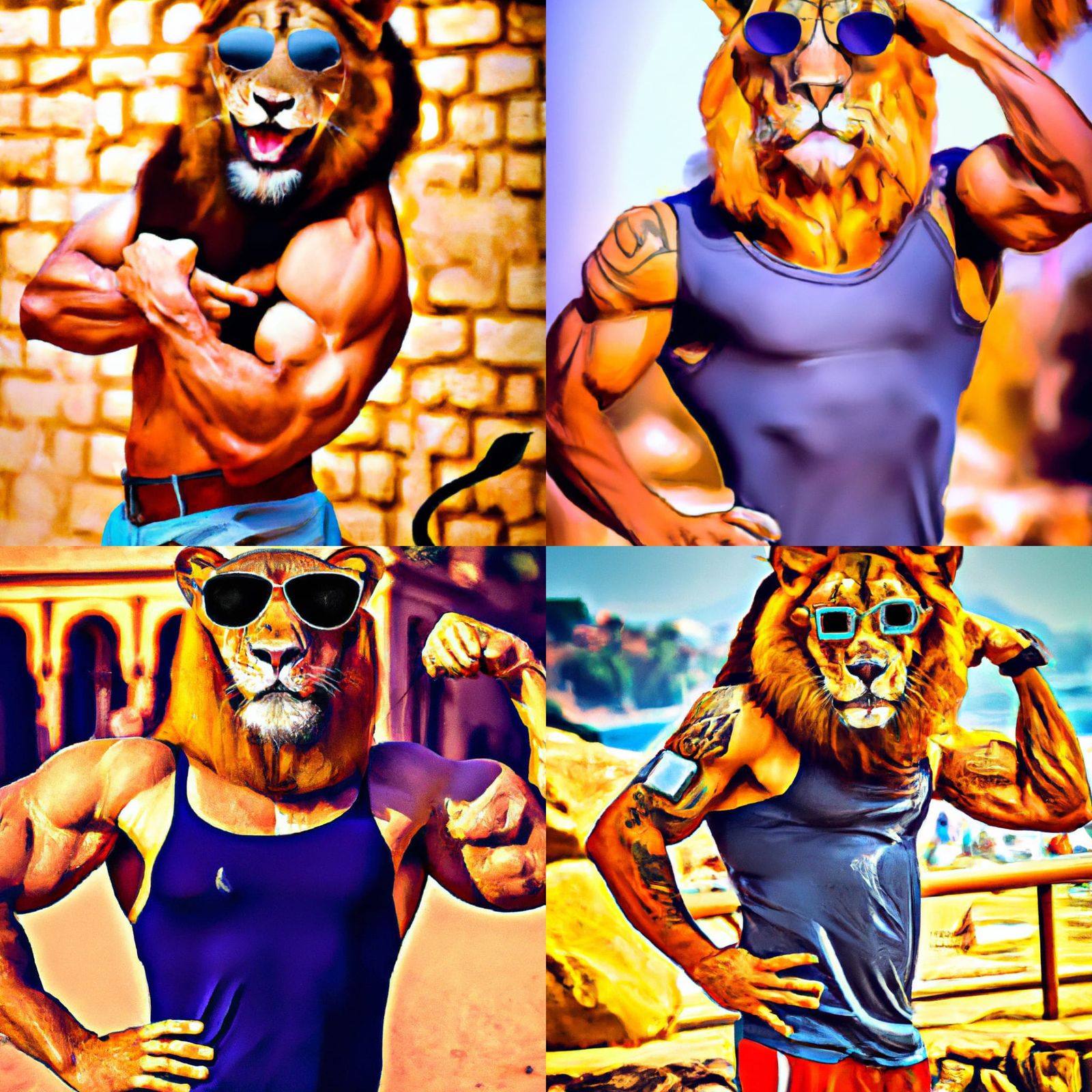 A magazine article, showcasing a fit, muscular lion man flexing in ...