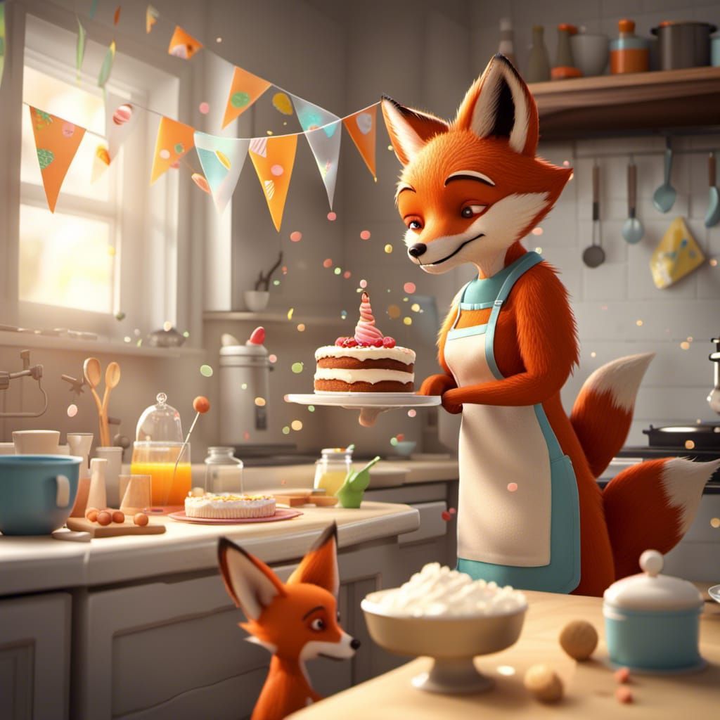 Family fox, cooks a birthday-cake ! - AI Generated Artwork - NightCafe ...
