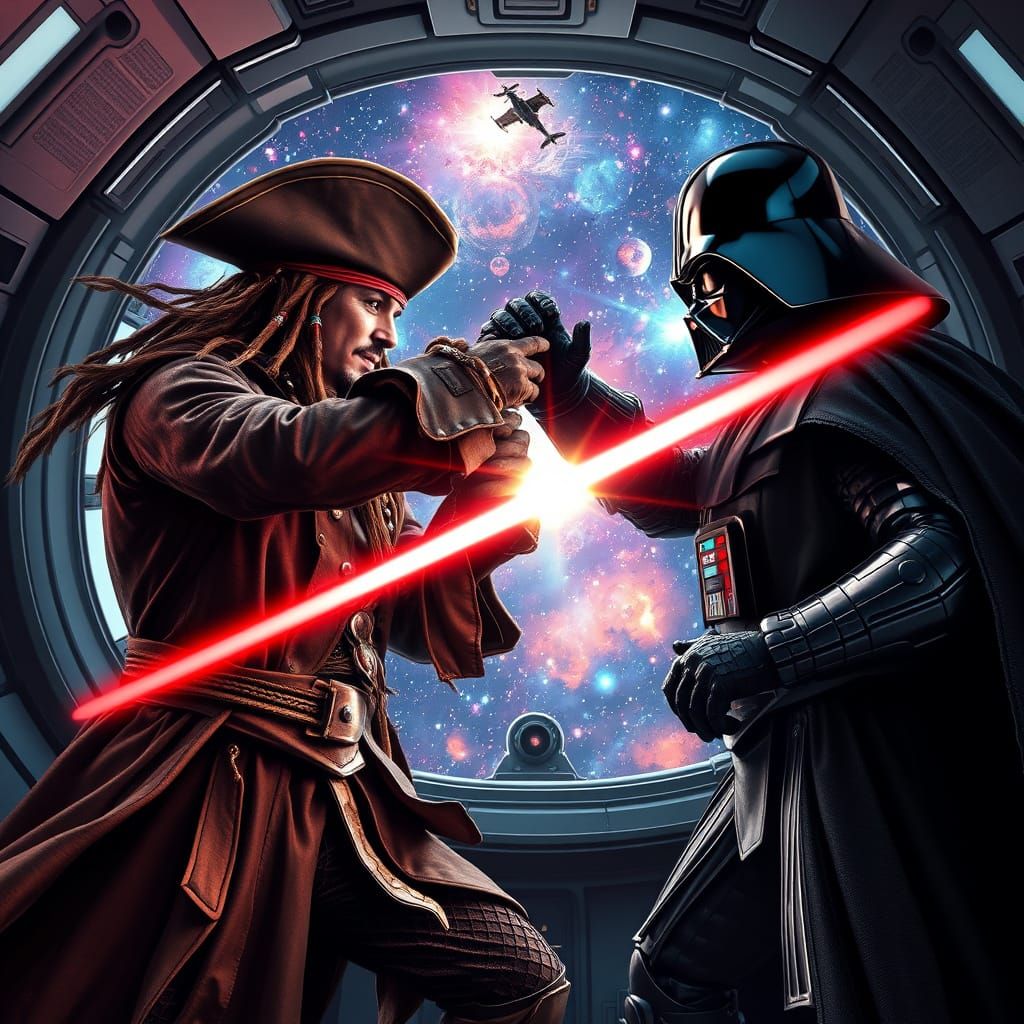 Stunning ultra-realistic cinematic portrait of Captain Jack Sparrow and ...