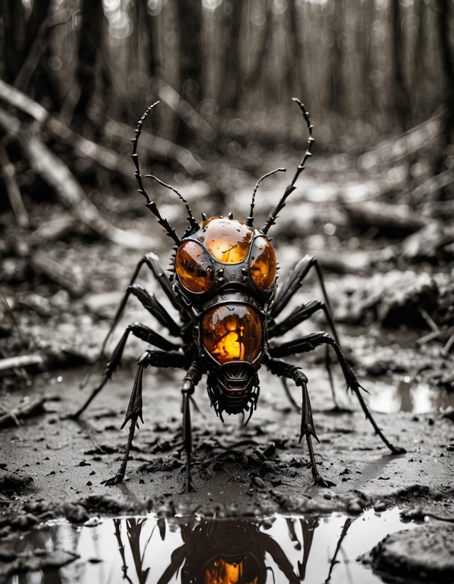 Alien insect made of copper and amber - AI Generated Artwork ...